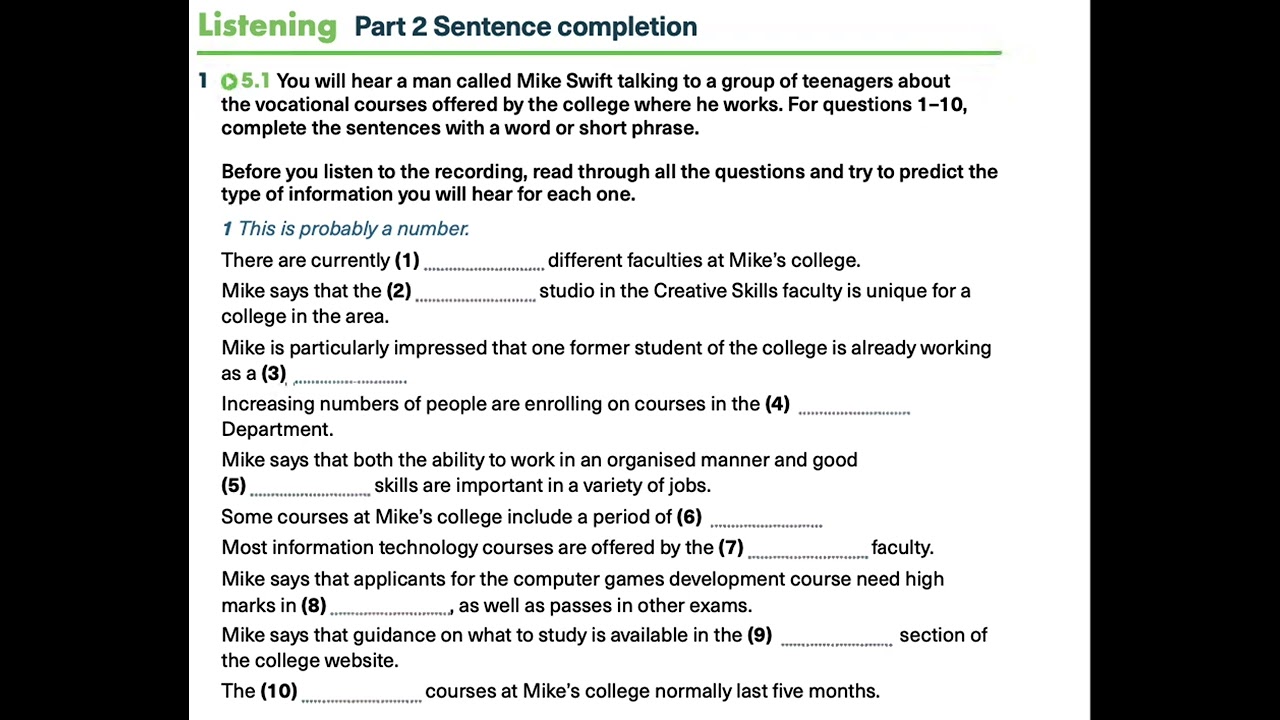 Ready for B2 First (Unit 5, Listening 5.1)