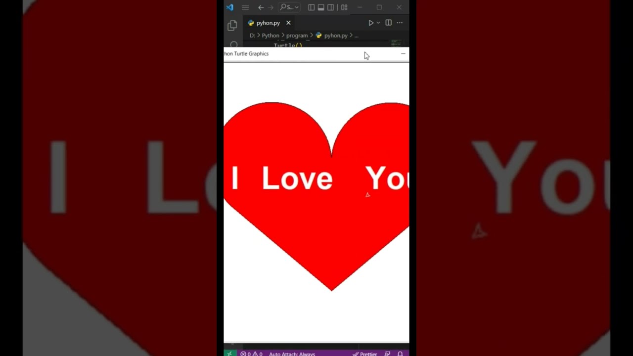 Draw Red Heart Logo In Python Turtle | Python Programming Project | Python Tutorial #shorts #python