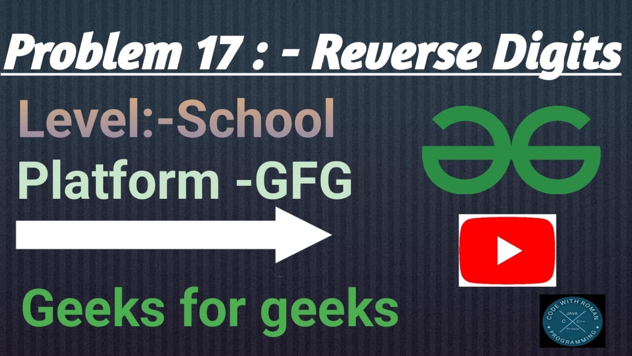 Reverse Digits | Java | GFG | Java Programming | @CodewithRoman