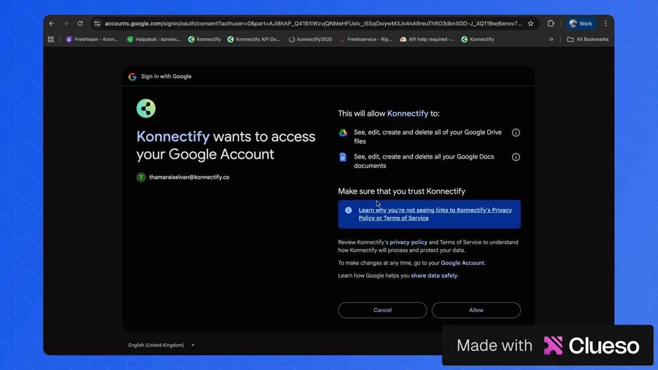 Konnectify - GCP Scopes Usage Demonstration