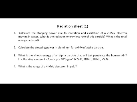 Calculate the stopping power due to ionization and excitation of a 2 MeV electron moving in water W
