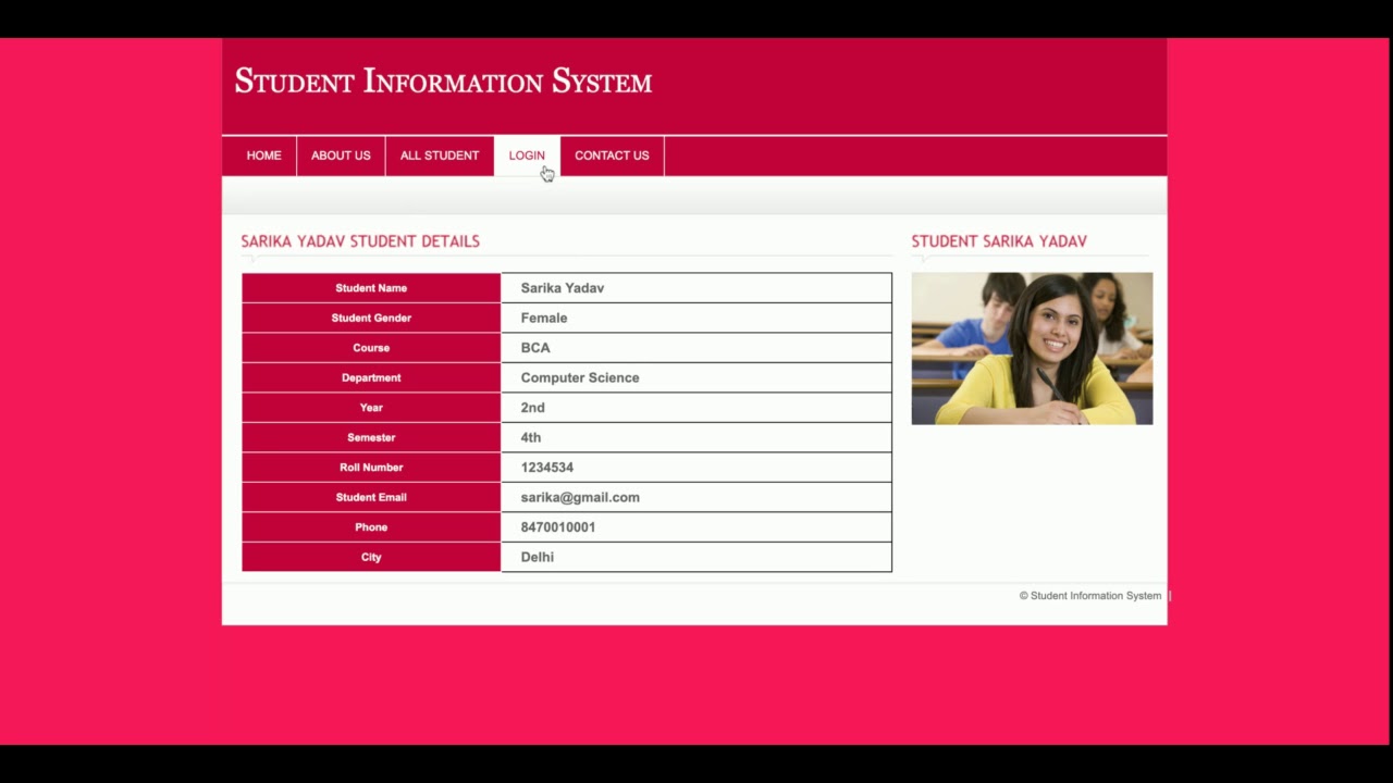 Student Information System | PHP and MySQL Project Source Code | PHP MySQL CRUD Project