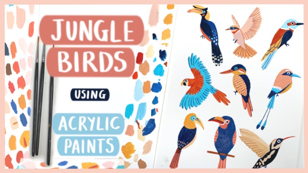 JUNGLE BIRDS ILLUSTRATION | Timelapse Acrylic Painting