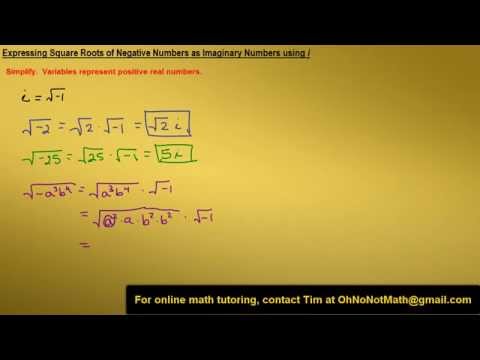 Expressing Square Roots of Negative Numbers as Imaginary Numbers using i