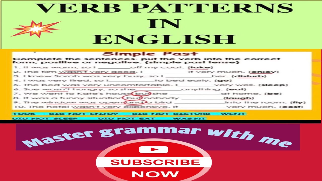 VERB PATTERNS WORKSHEETS