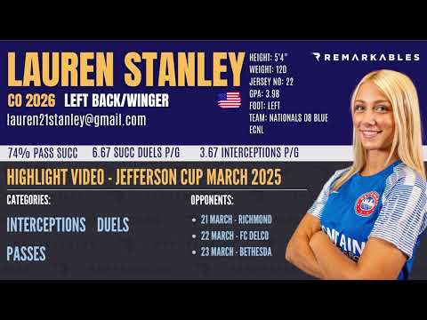 Lauren Stanley (2026) - Jefferson Cup 2025 Soccer Highlights