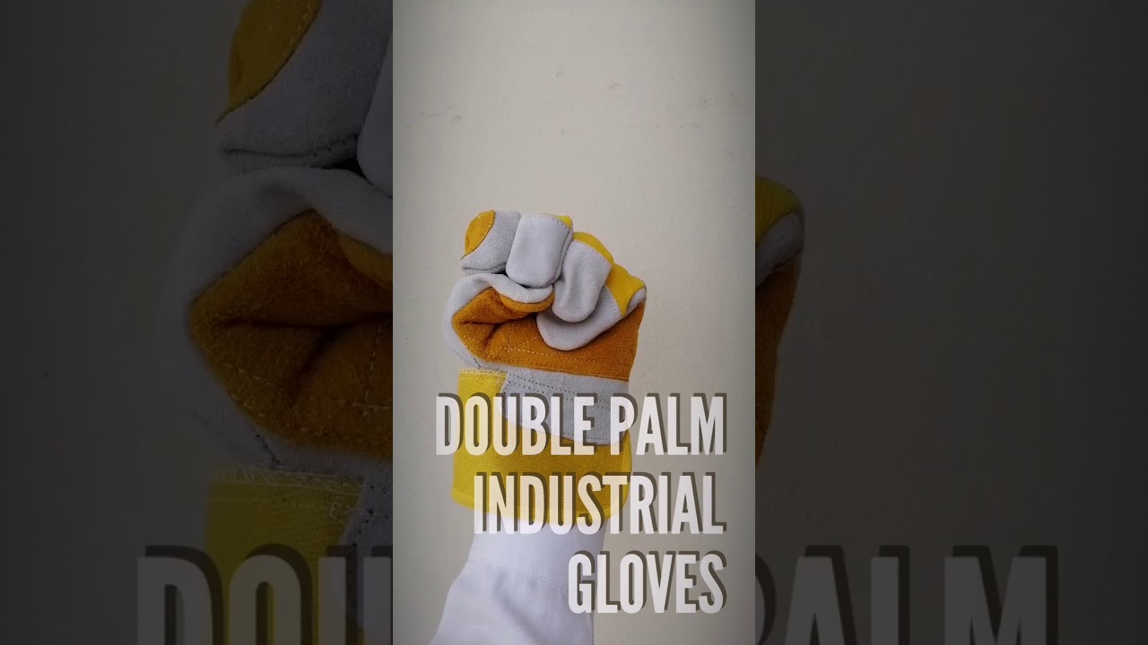 Double Palm Industrial Cow Split Leather Work Gloves