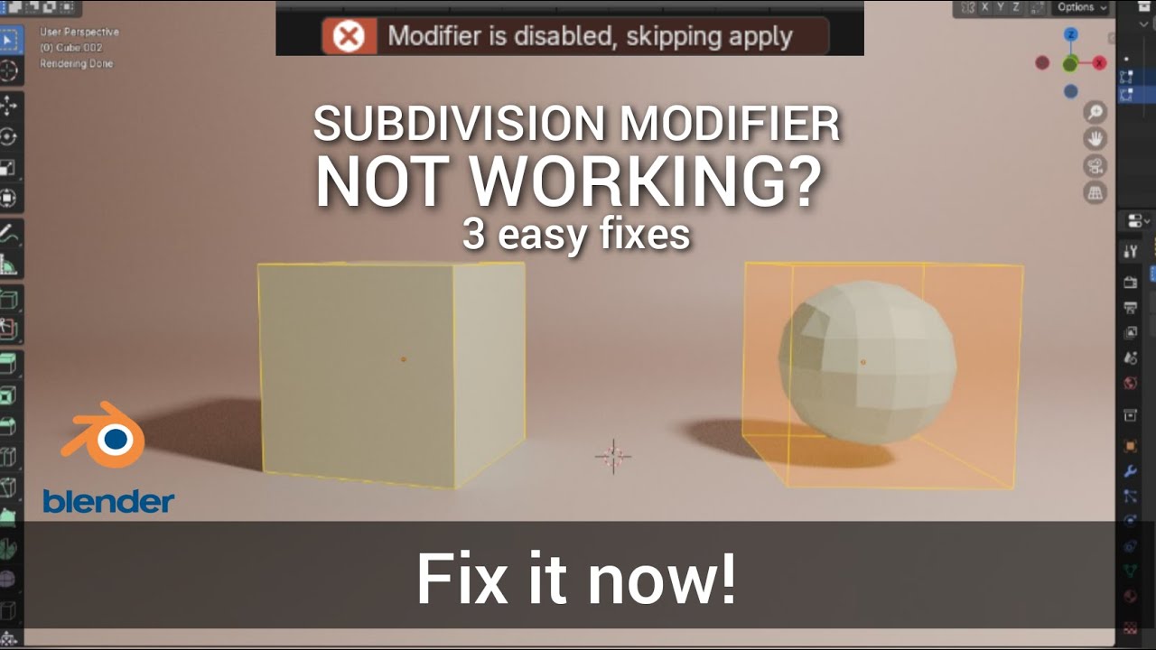 Subdivision Modifier Not Working? 'Modifier is Disabled, Skipping Apply' Error + 3 Easy Fixes!