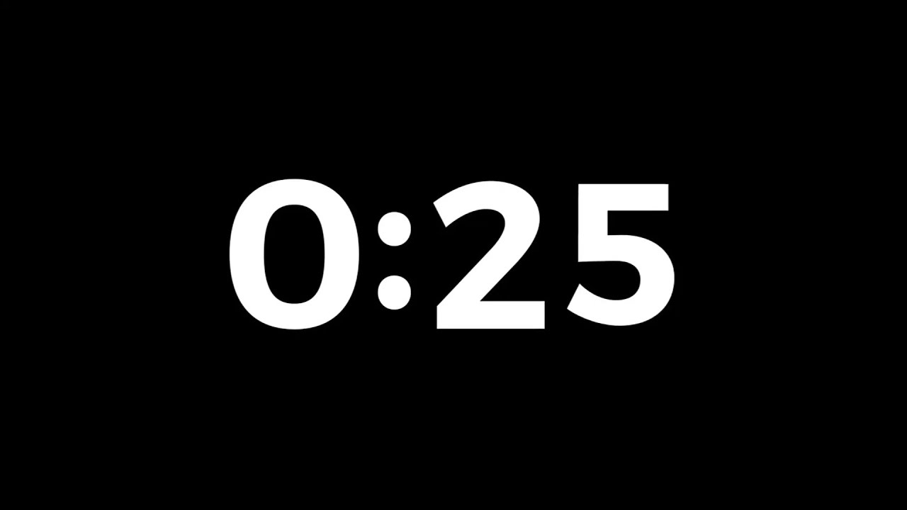 25 Second countdown timer - No sound - Dark background