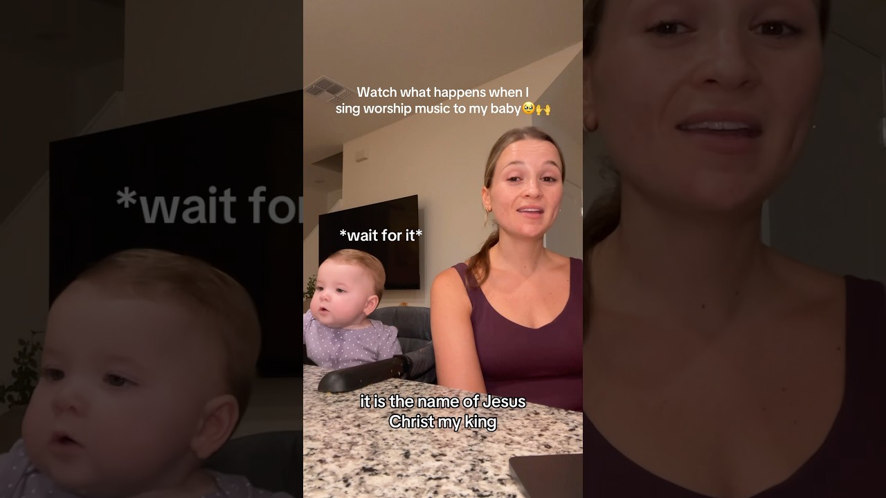 Watch how my baby reacts when I sing worship music to her🥹 #singingmom #babyworship  #babyreaction