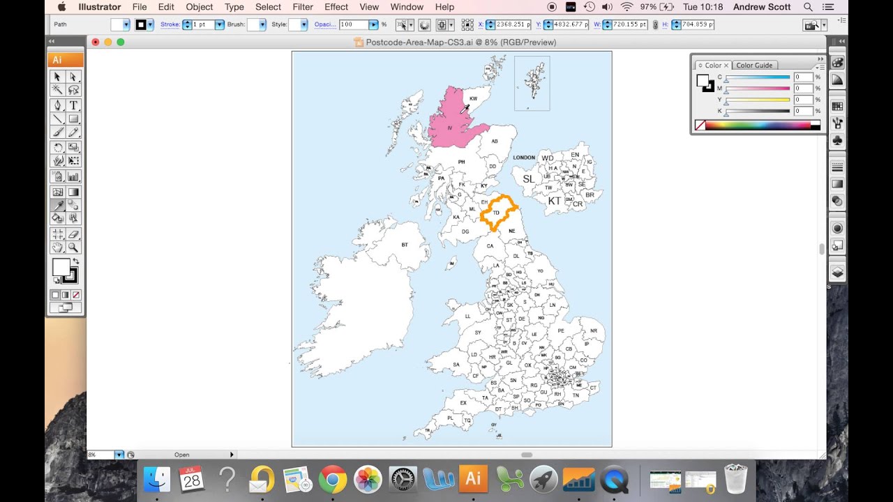 UK Postcode Map Editing with Adobe Illustrator