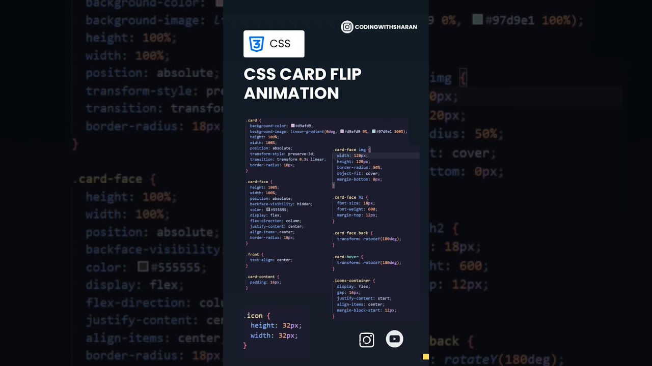 Amazing Card Flip Css Animation Tutorial with source code #css #html #shorts #javascript