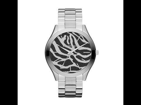 MICHAEL KORS Runway Animal Print Dial Stainless Steel Bracelet MK3314
