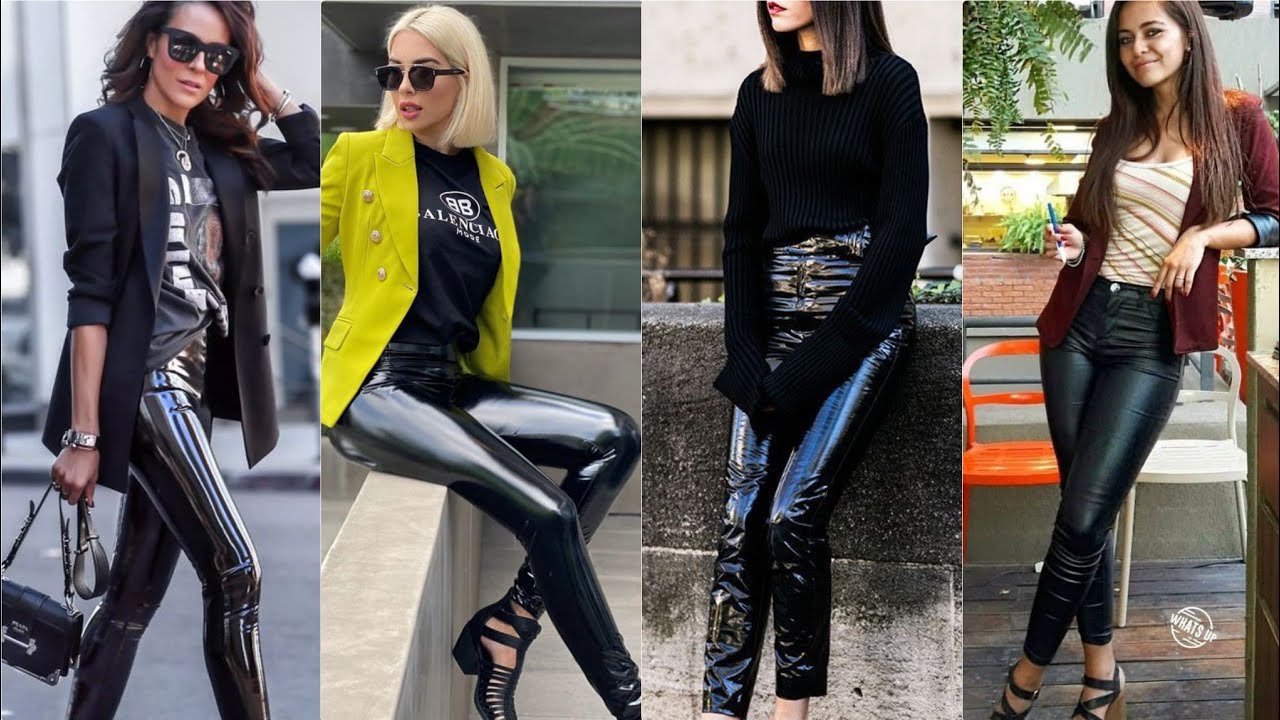 classy and gorgeous leather shiny pants//impressive lagging outfit ideas