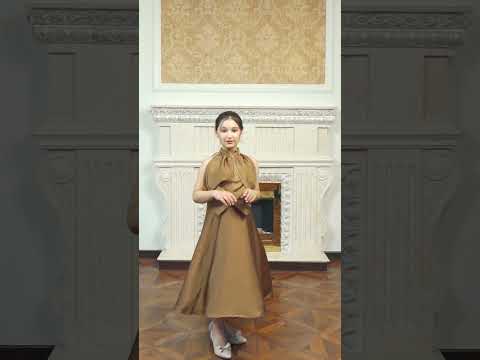 Brownstone Belle – Luxe Camel Brown Silk Gown for Semi-Formal Occasions