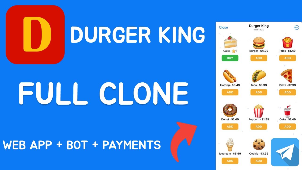 I made a FULL Durger King Clone [webapp + bot + payments + telegram stars]