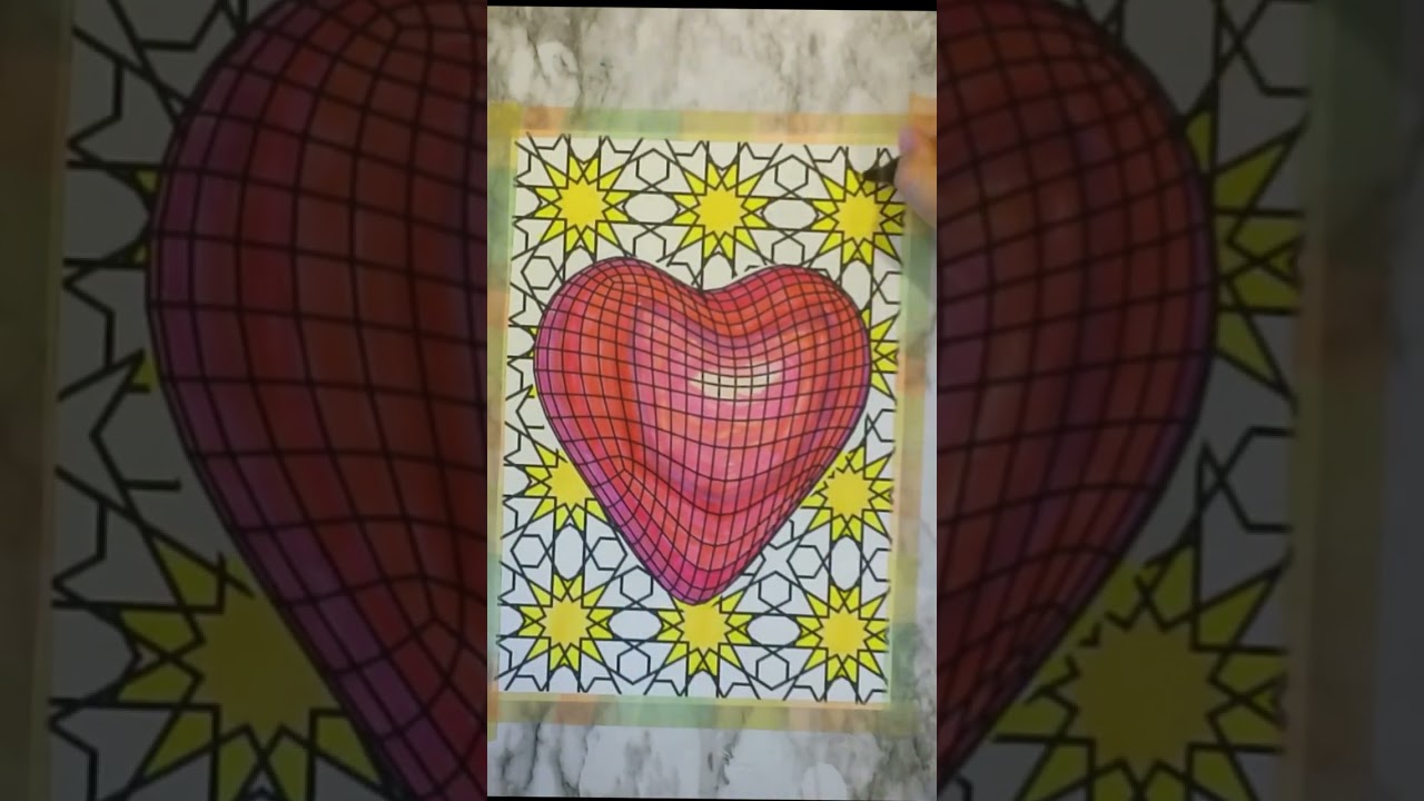 Free Printable Heart Coloring Page with Sunburst Background