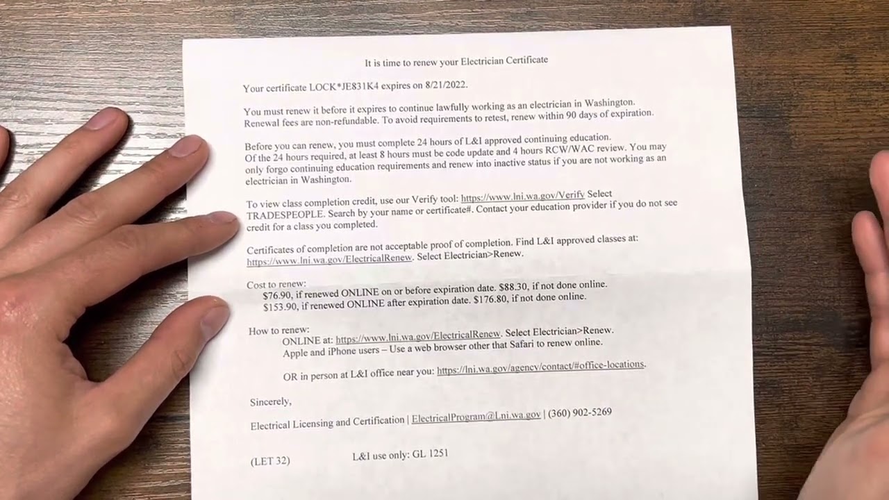 Renew Your Electricians Journeyman License! How, When, & Cost (Washington)