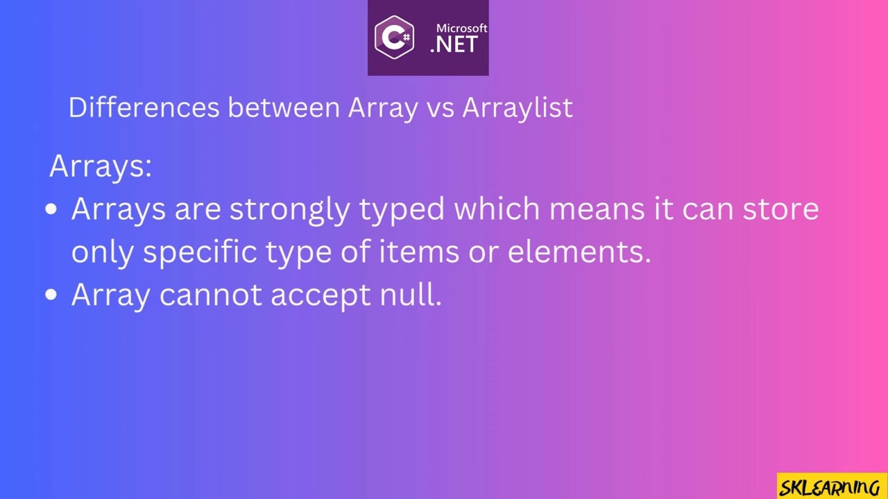 Difference Between Array and ArrayList in C# .NET