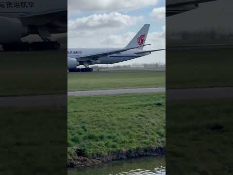 Departure of Air China Cargo Boeing 777 from Amsterdam to Shanghai