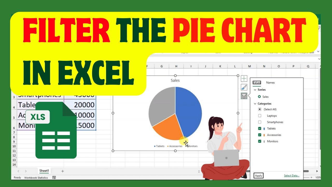 How to filter the pie chart in excel