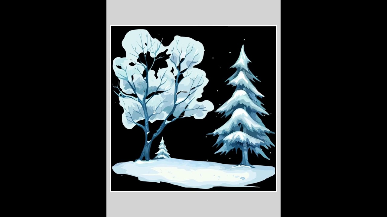 23 Minimalist Winter Landscape Clipart Bundle, Bare Trees and Snowy Background, Instant Download ...