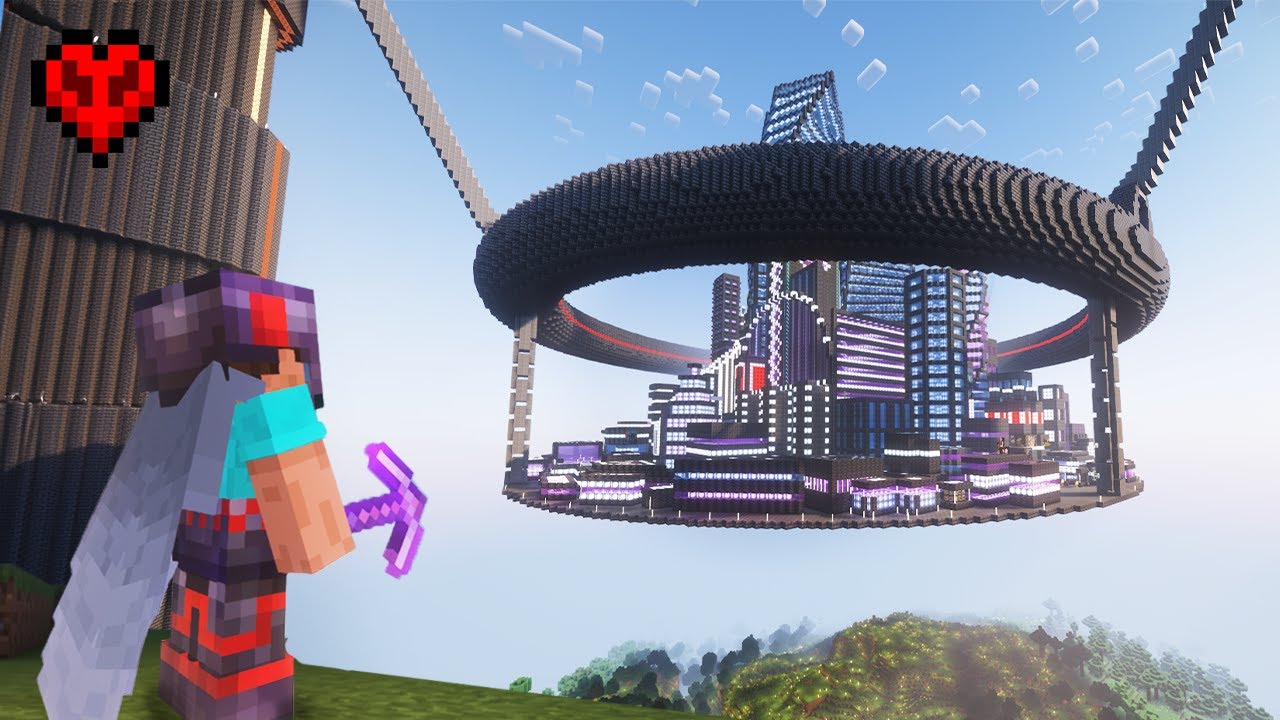 I Built A Floating City In Minecraft Hardcore
