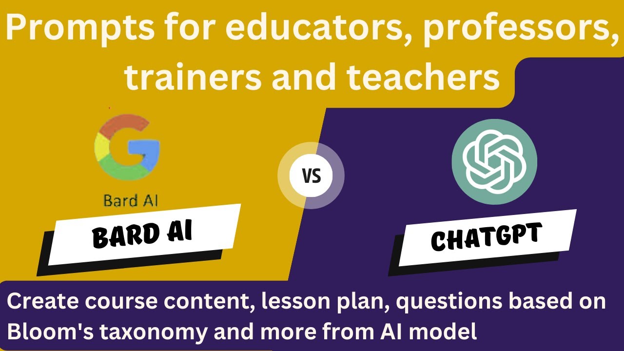 google bard ai prompts for educators, professors, trainers and teachers | blooms taxonomy questions