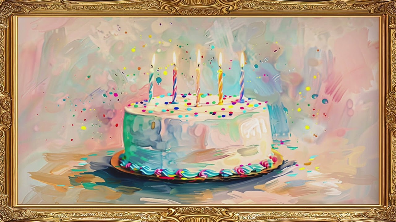 Happy Birthday Frame TV Art Party Decor Wallpaper Framed HD Screensaver Cake Slideshow Balloons