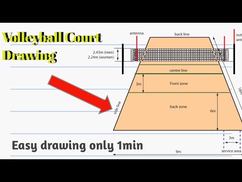 Volleyball court || Marking & Measurement || Easy Drawing in paper sheet
