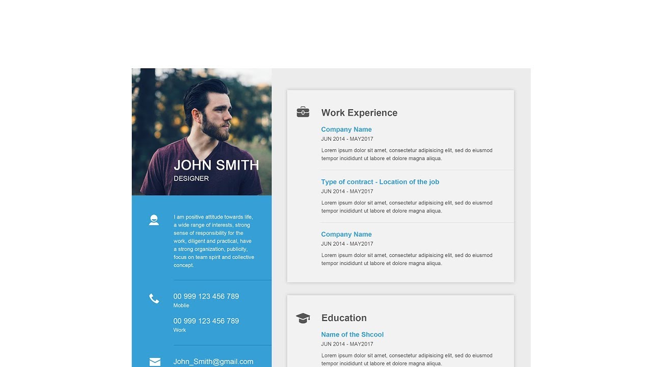 Professional Resume Template - Modern Blue