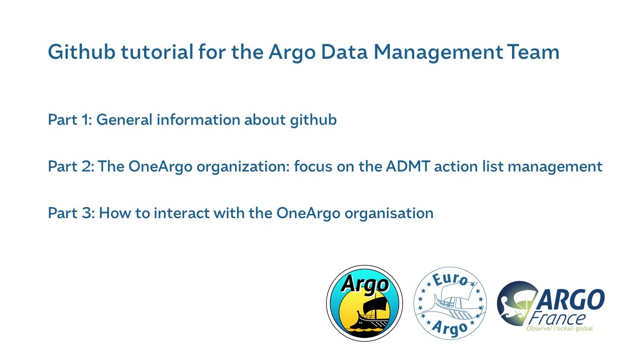 Github tutorial for the Argo Data Management Team (ADMT)