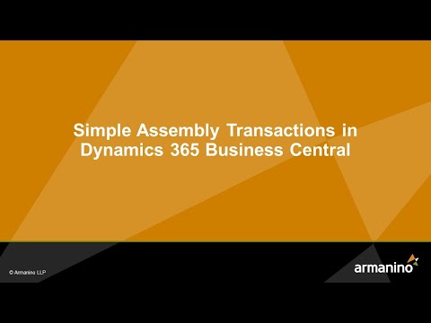 Simple Assembly Orders in Dynamics 365 Business Central