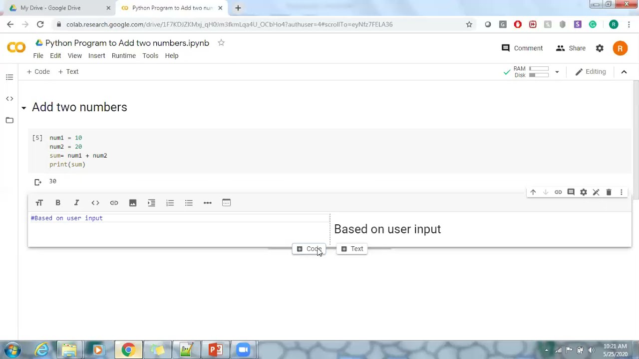 Python Program to Add two Numbers dynamically