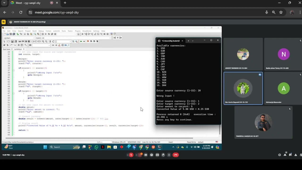 Project on Currency Conversion  in C language