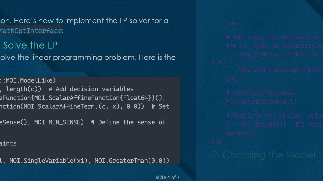 How to Define a Linear Programming Problem Using MathOptInterface in Julia