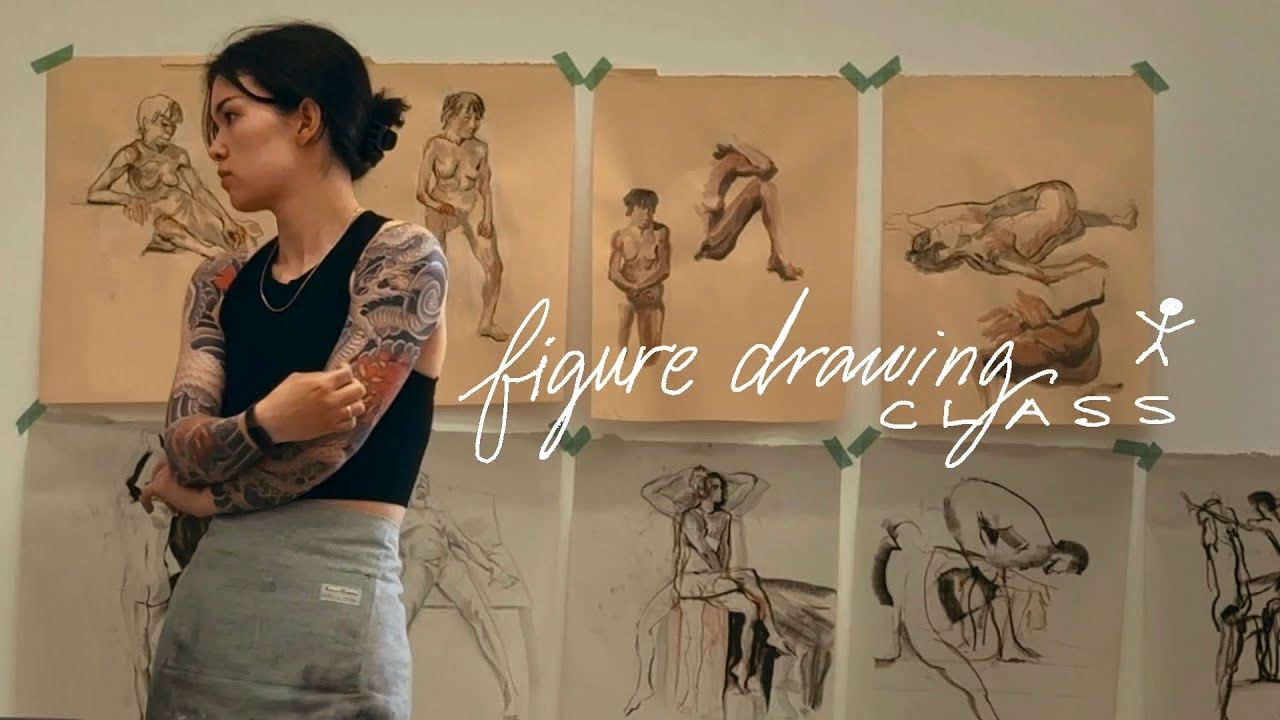drawing live models five days in a row 𐦂𐦂𐦂𐦂𐦂 (art class vlog)