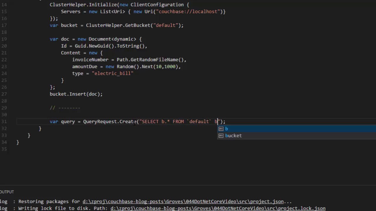 .NET Core and Visual Studio Code (and Couchbase)