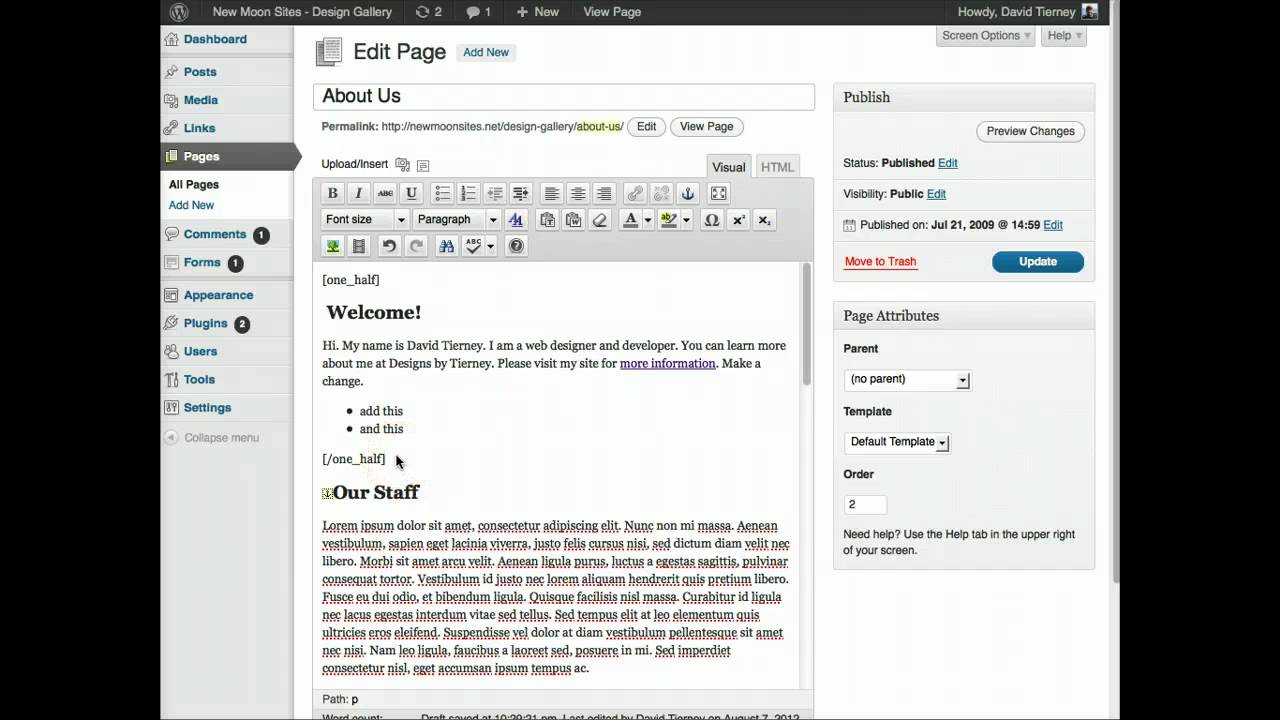 WordPress Tutorial | Tips on adding Shortcode