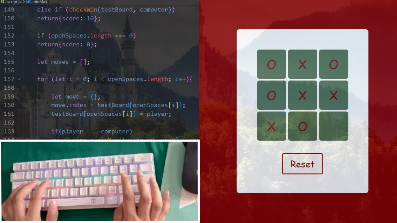 ASMR Programming - Tic Tac Toe Game JavaScript - No Talking