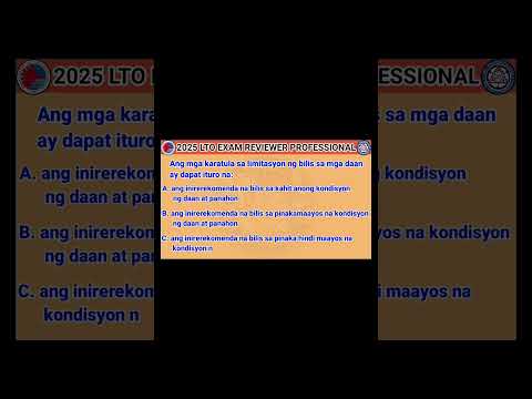 LTO EXAM REVIEWER FOR PROFESSIONAL DRIVER'S LICENSE PART 1436