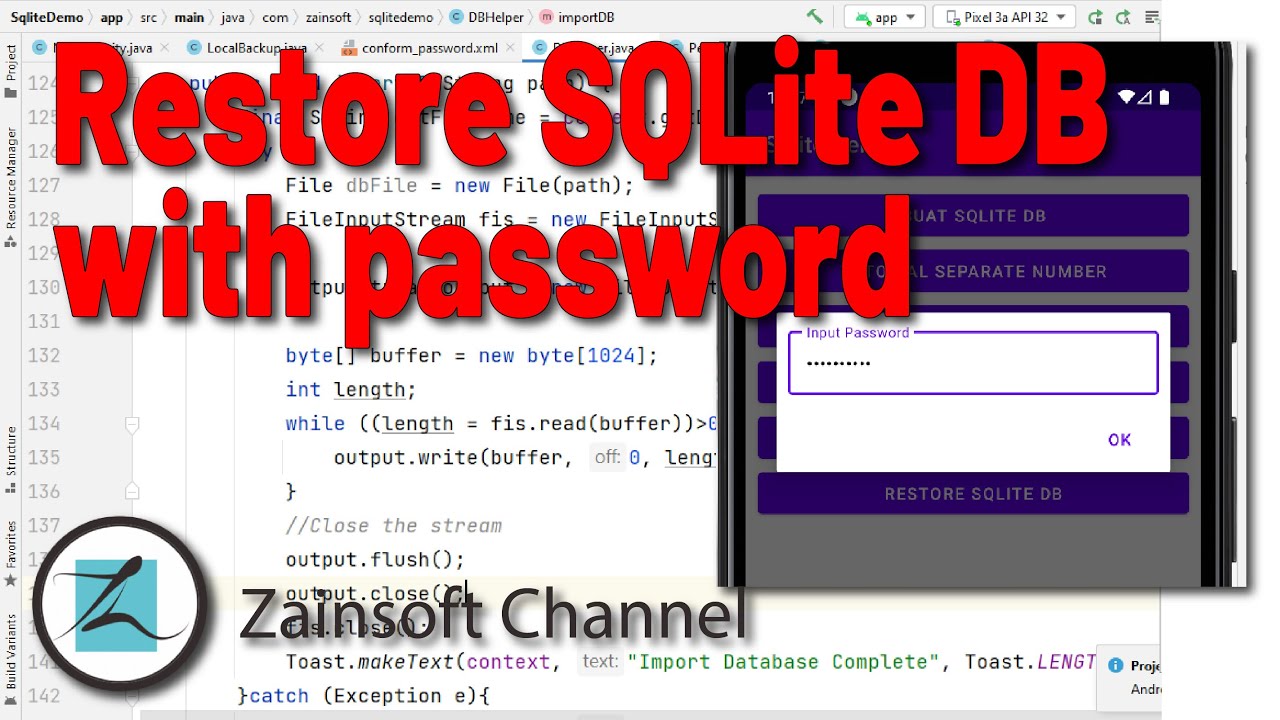 #6. SQLite DB Tutorials - Restore SQLite DB with Password