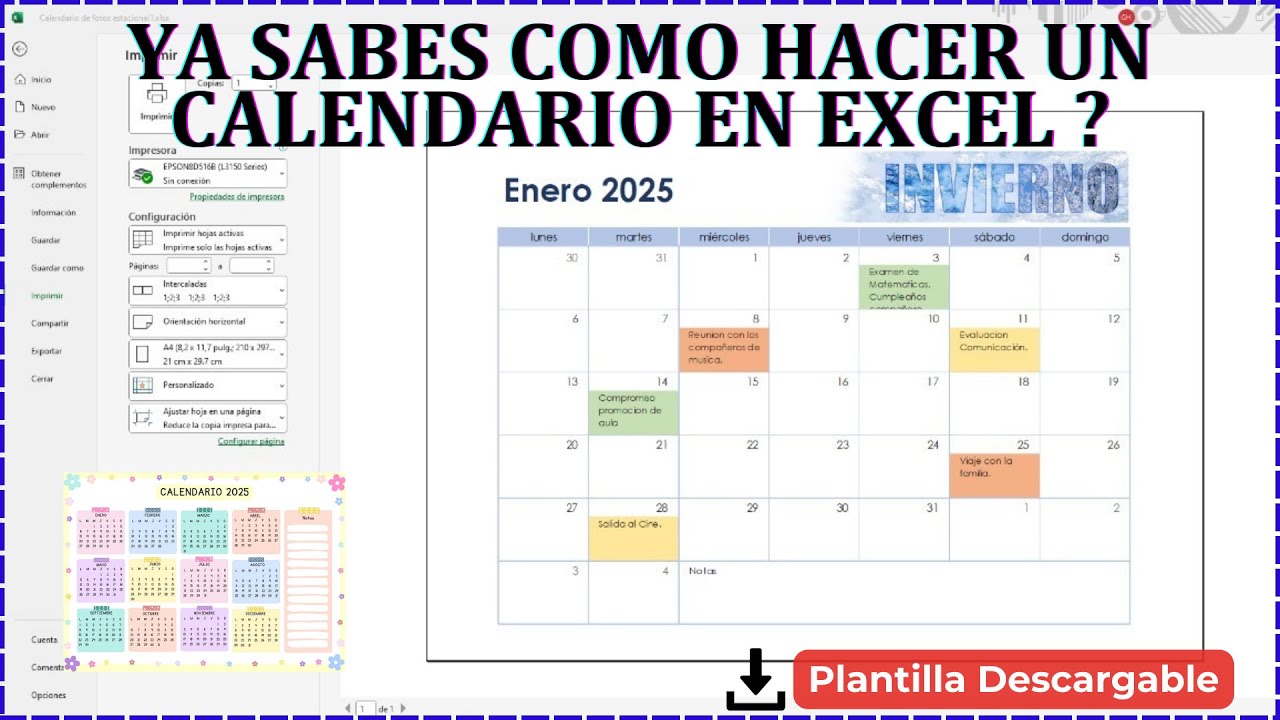 Como Hacer Calendario en Excel 2025