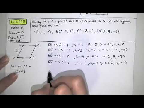 Problem 11.4.023 - Find the area of the parallelogram with the given vertices.