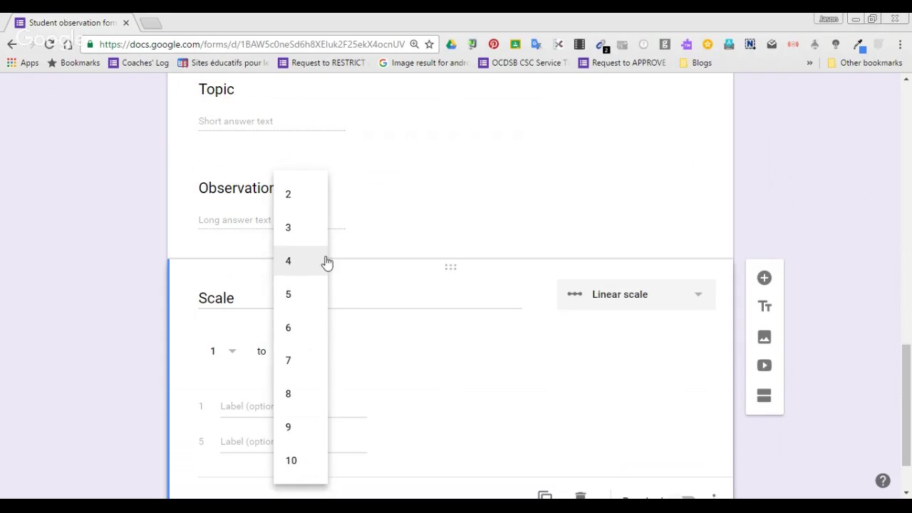Student observation using Google Forms: Part 1 Making the Form
