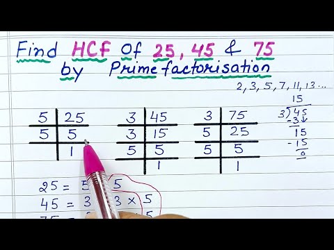 Find HCF of 25, 45 & 75 by Prime Factorisation Method | Highest Common Factor