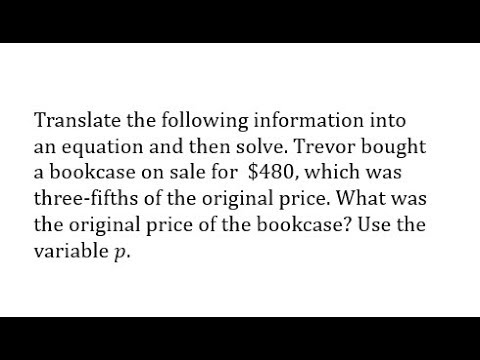 Write and Solve a Linear Equation: a/bx=c (Original Price From Sale ...