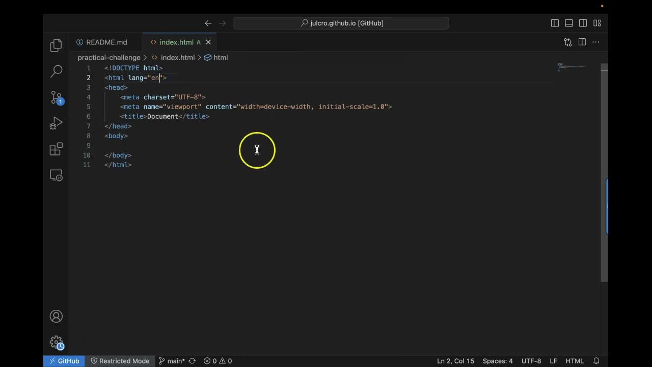 Link github, create folder, index, skeleton code, commit and push