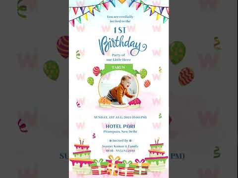 First birthday invitation video Just Rs 699 | Simple Invitation Card