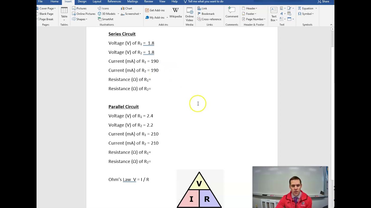 Series and Parallel Circuits Lab (Data Analysis)